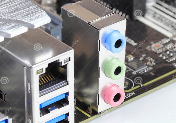 Multiple Ports on Modern Computer Mainboard Show with USB 3.1, LAN ...