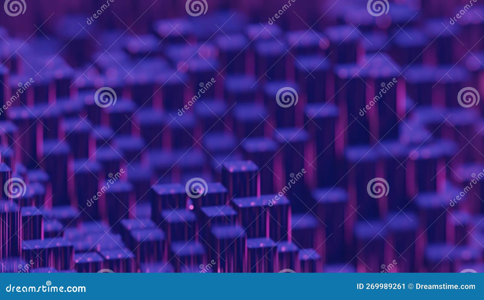 Multiple Purple and Blue Blocks, Cubes, Clusters Illuminated in Dark ...