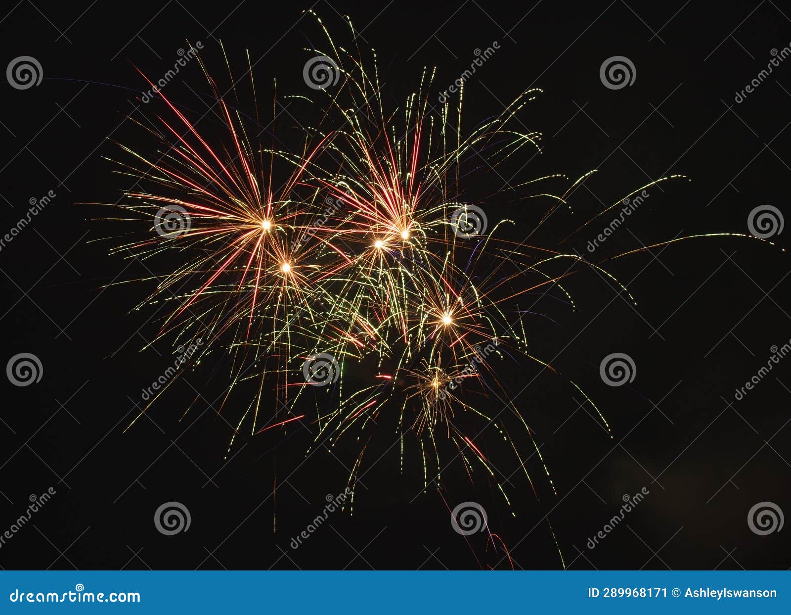 Multiple Purple Pink and Green Fireworks at Night Stock Image - Image ...