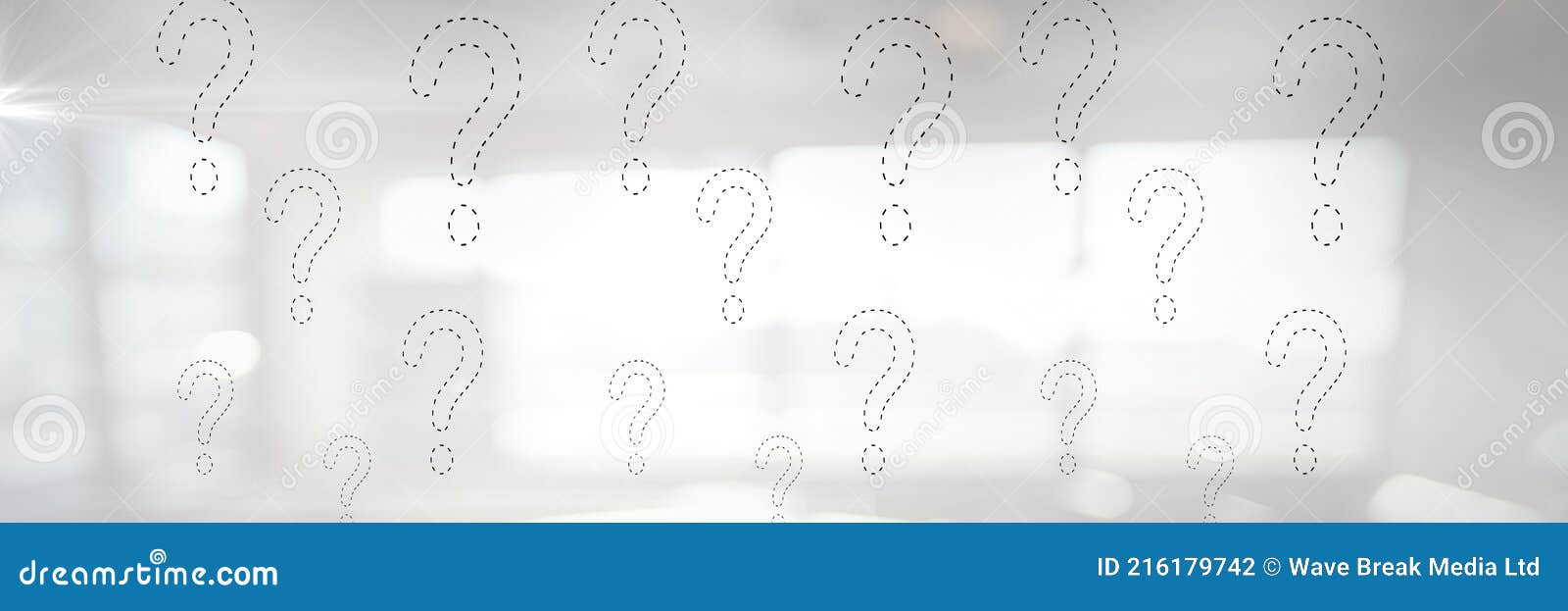 Multiple Question Marks Against a White Office Building Background ...