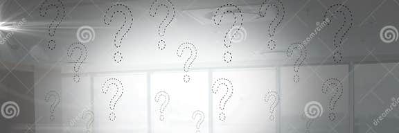 Multiple Question Marks Against a White Office Building Background ...