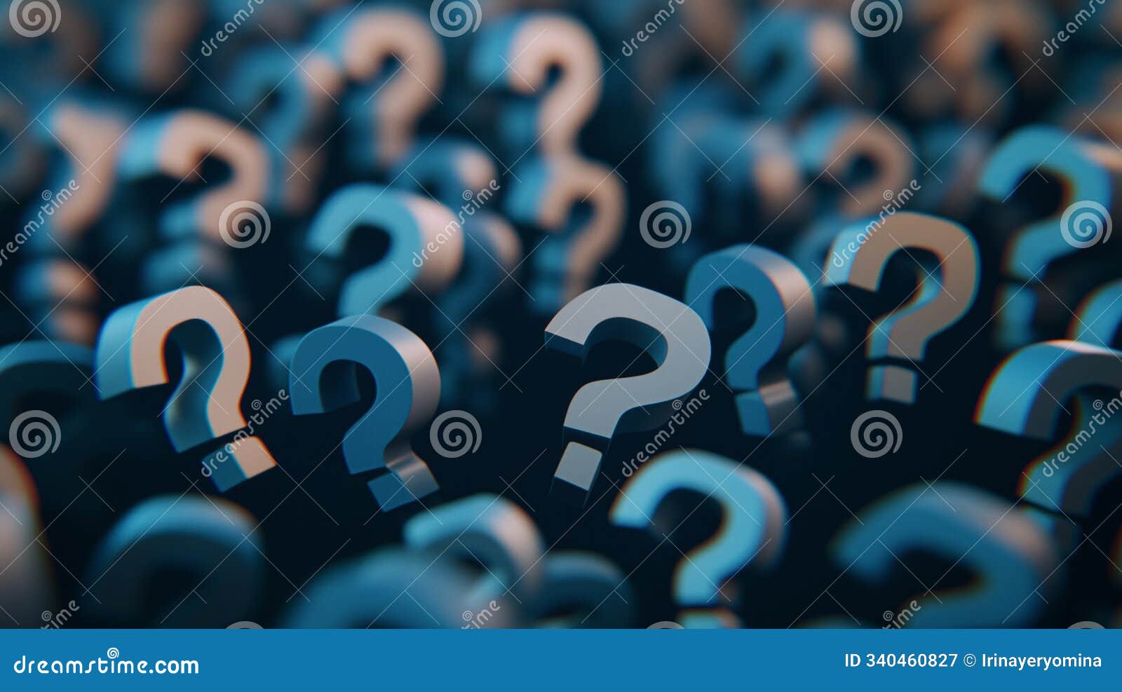 Multiple Question Marks Floating in Dark Space, Symbolizing Uncertainty, Decision-making, and ...