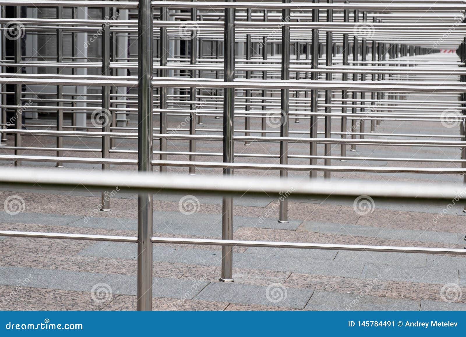 Multiple Railings in Perspective Parallel Lines of Metal Stock Image ...