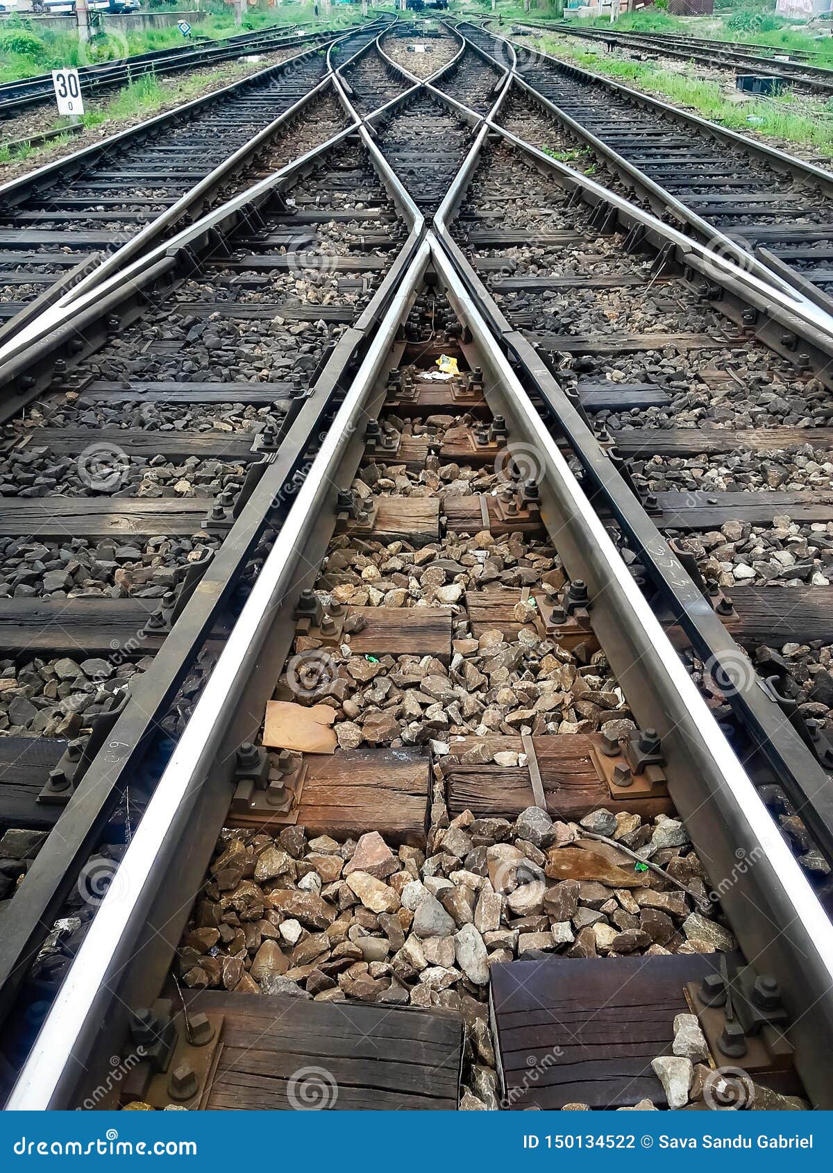 Multiple Railroad Track At Enter Of Train Station Stock Photography ...