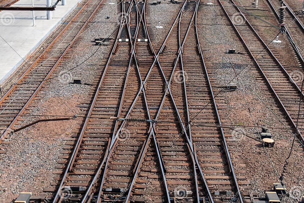 Multiple railroad tracks stock photo. Image of sleepers - 217374670