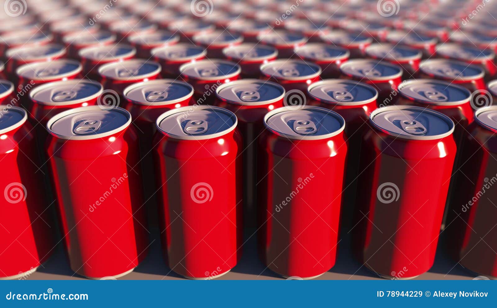 Multiple Red Cans at Sunset, Shallow Focus. Soft Drinks or Beer for ...