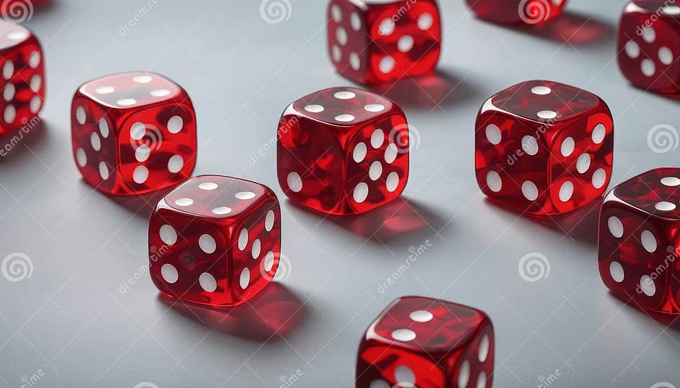 Red Dice Array on Grey Surface Stock Illustration - Illustration of ...