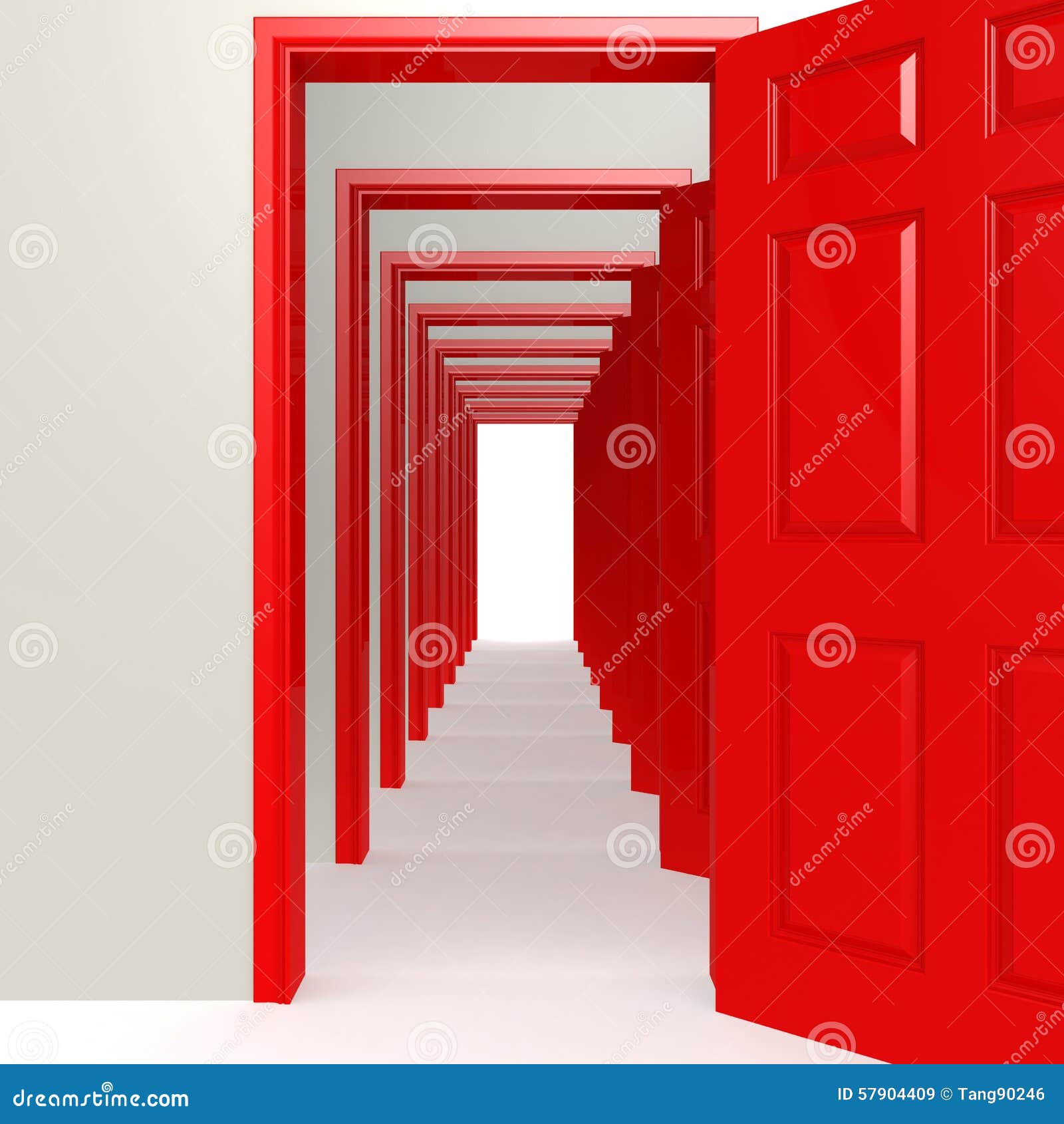 Multiple Red Doors in a Row Stock Illustration - Illustration of ...