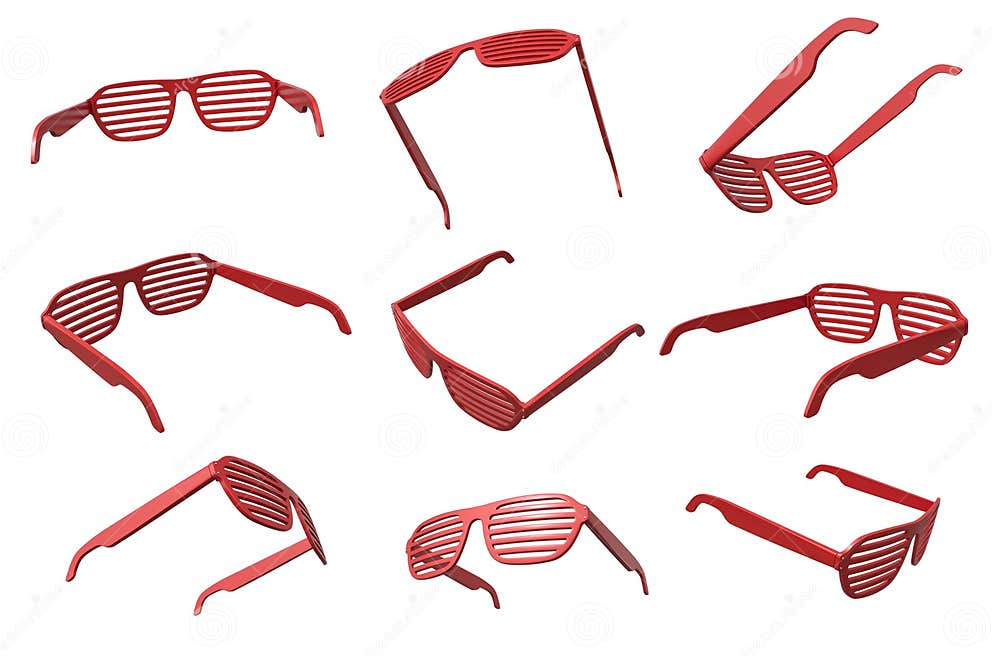 Multiple Red Shutter Shades in Various Orientations Stock Illustration ...