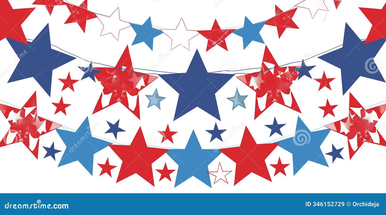 Multiple Red, White, and Blue Stars Suspended on a Line Stock Image ...
