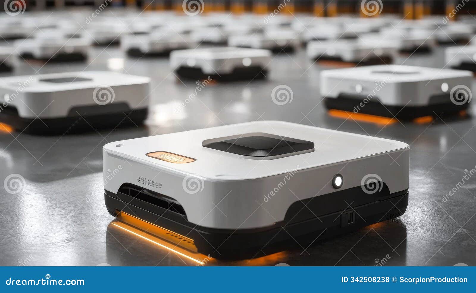 Multiple Robots in a Modern Automated Warehouse Stock Photo - Image of ...