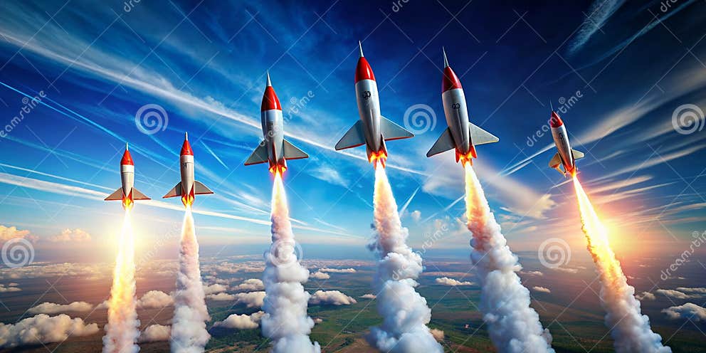 Multiple Rockets Soaring High in the Sky in a Dynamic Display of Power ...