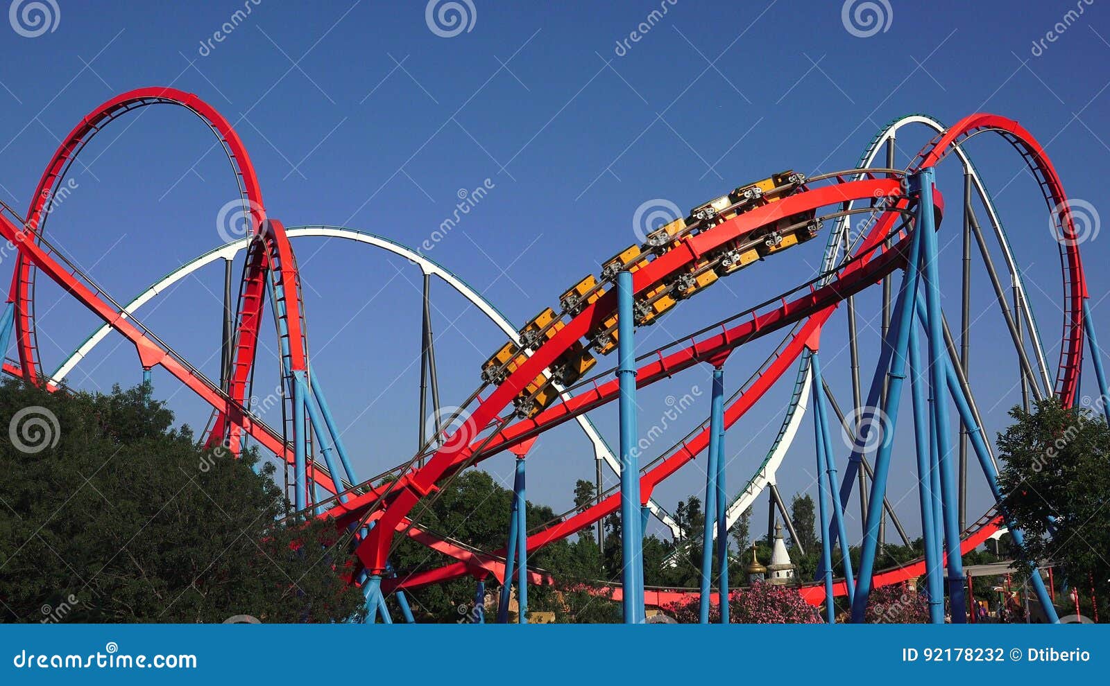 Multiple Roller Coasters at Theme Park Stock Photo - Image of rolling ...