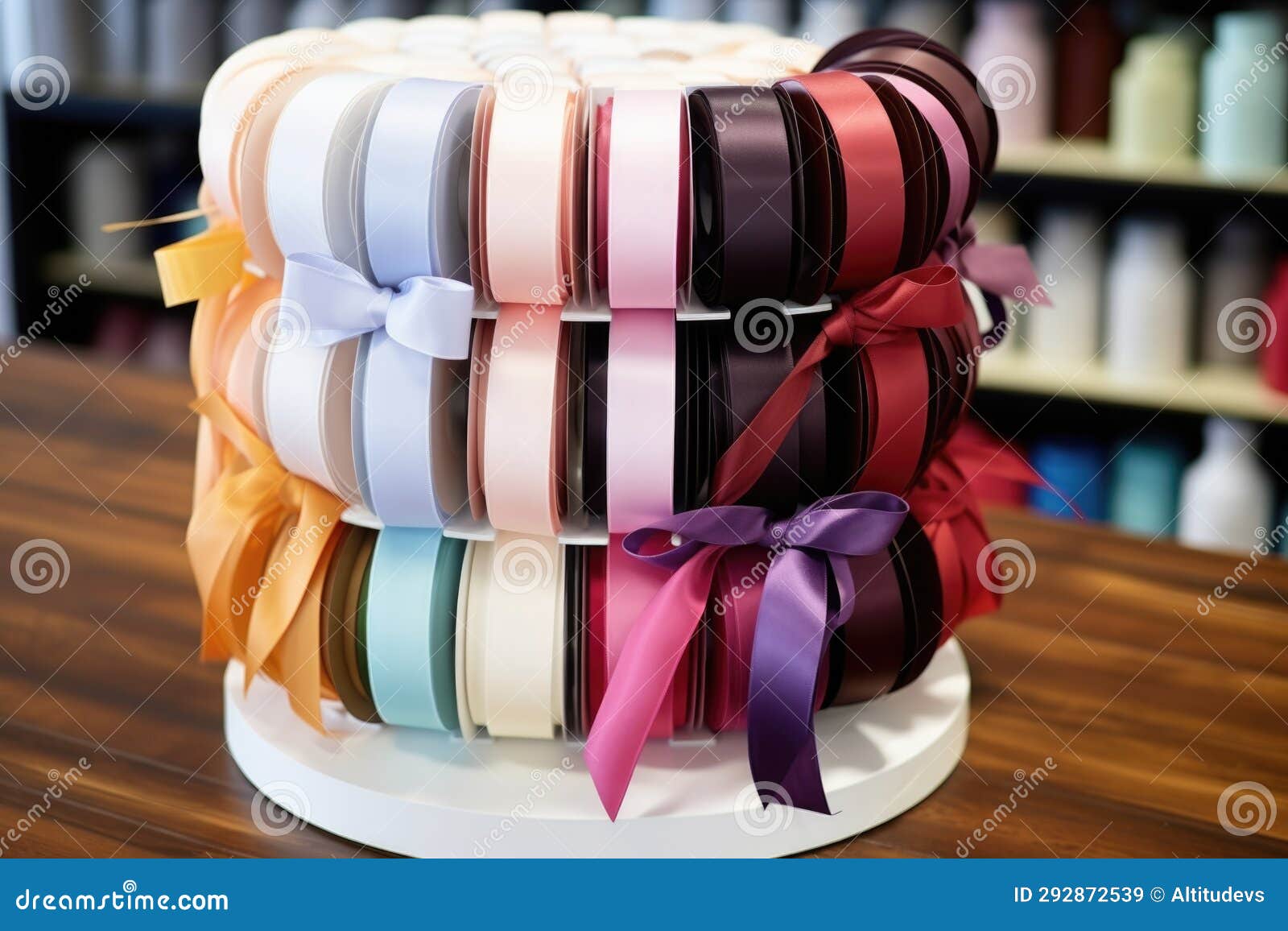 Multiple Rolls of Ribbons on a Stand Stock Image - Image of colorful ...