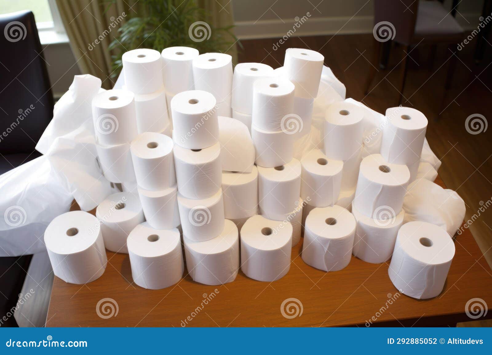 Multiple Rolls of Toilet Paper Arranged Pyramid-style Stock Photo ...
