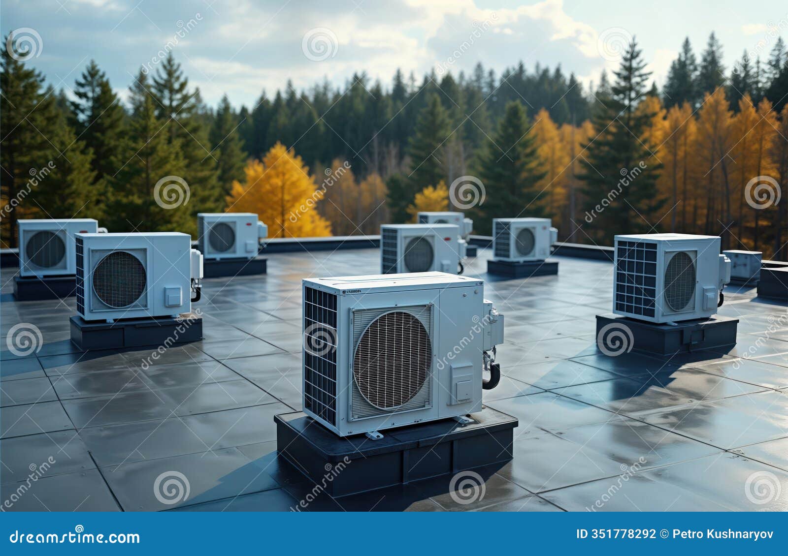 Multiple Rooftop Air Conditioning Units Installed on Building ...
