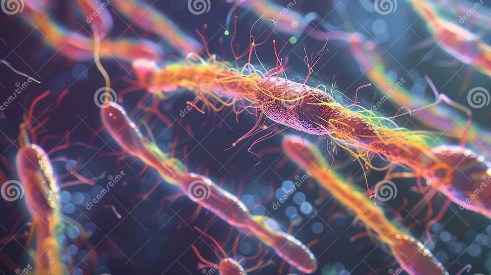 Multiple Rows of Synchronized Flagella Seen through a Microscope Aiding ...