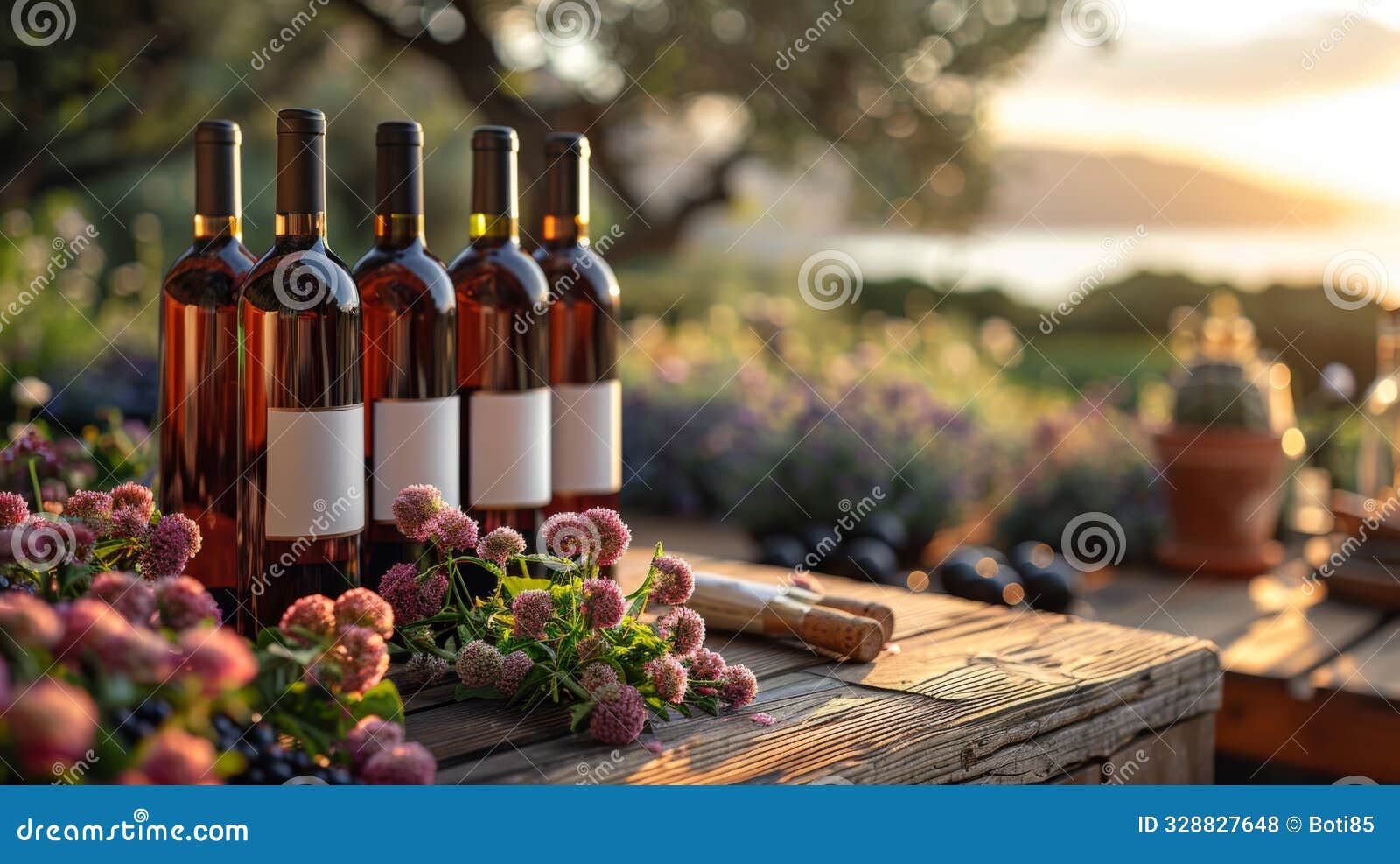 Multiple Rustic Wine Bottle Mockup Set with Blank Labels for ...