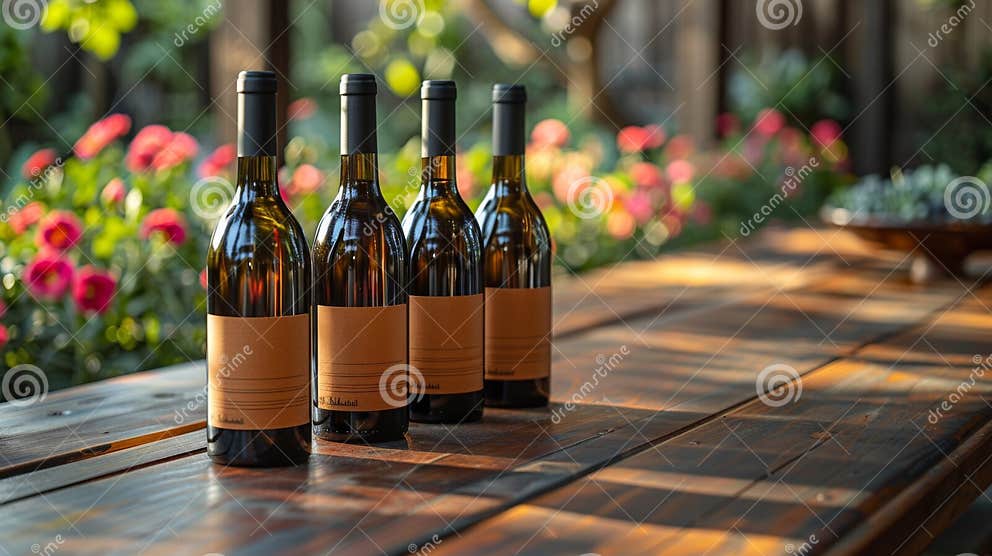 Multiple Rustic Wine Bottle Mockup Set with Blank Labels for ...