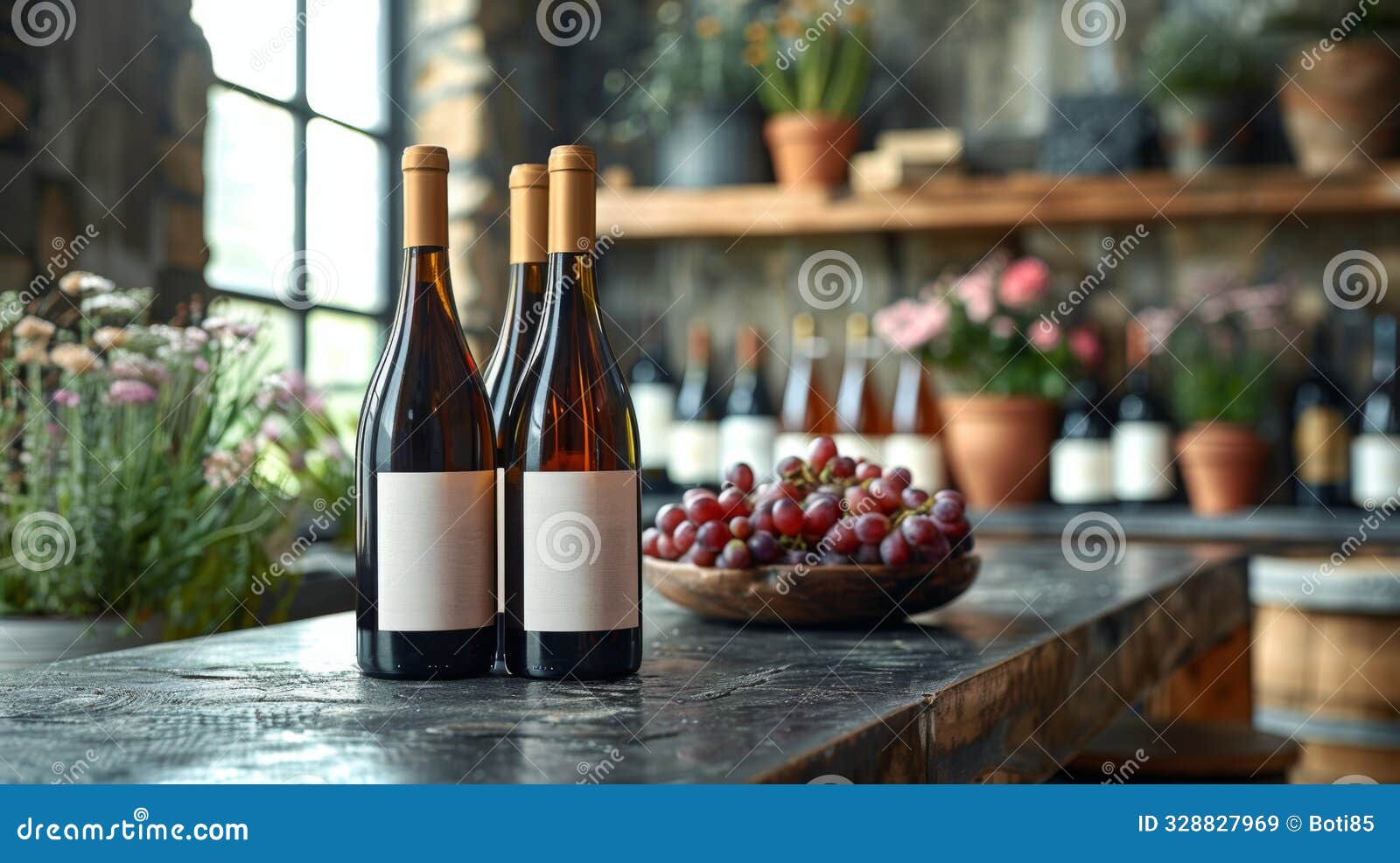 Multiple Rustic Wine Bottle Mockup Set with Blank Labels for ...