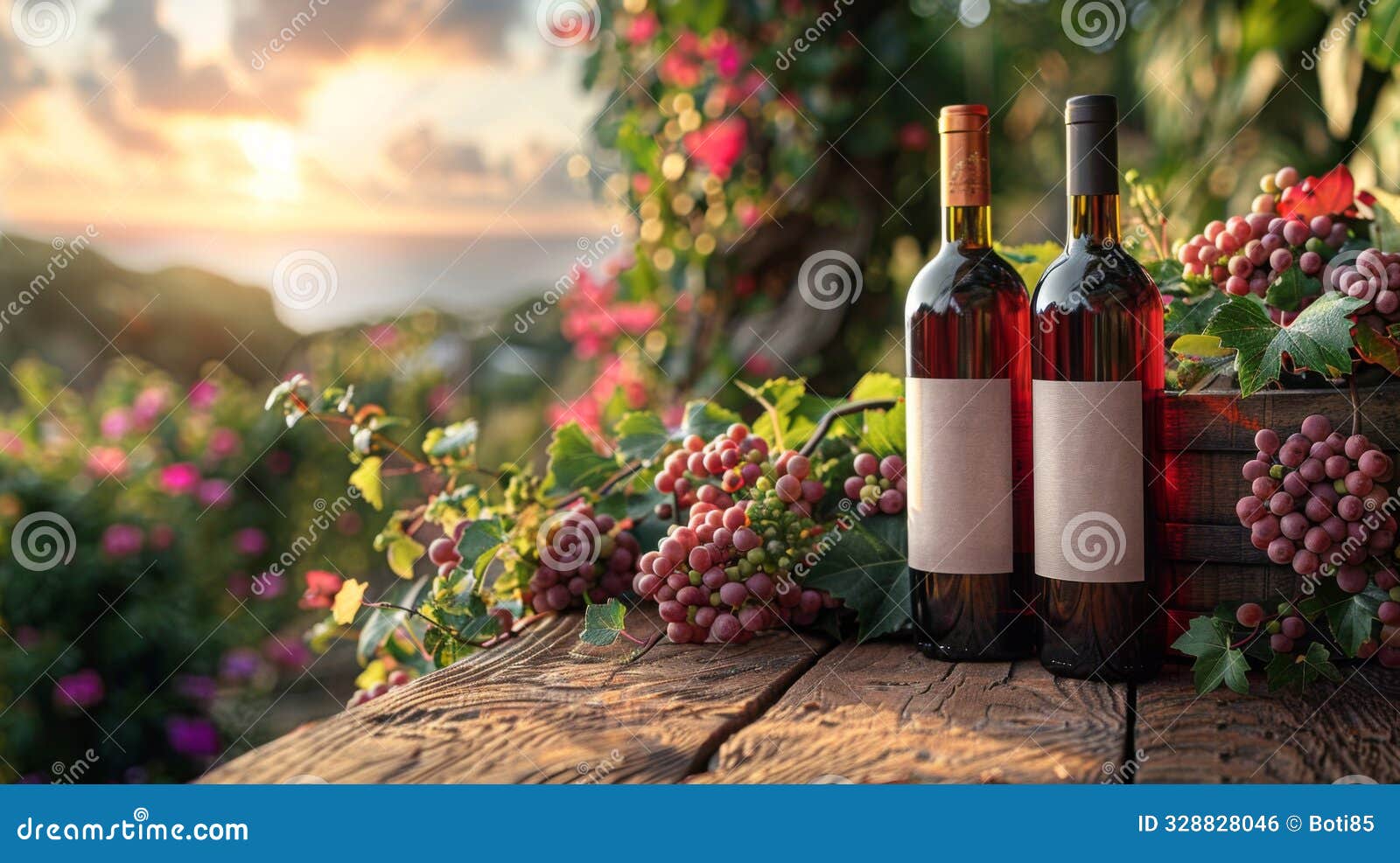 Multiple Rustic Wine Bottle Mockup Set with Blank Labels for ...