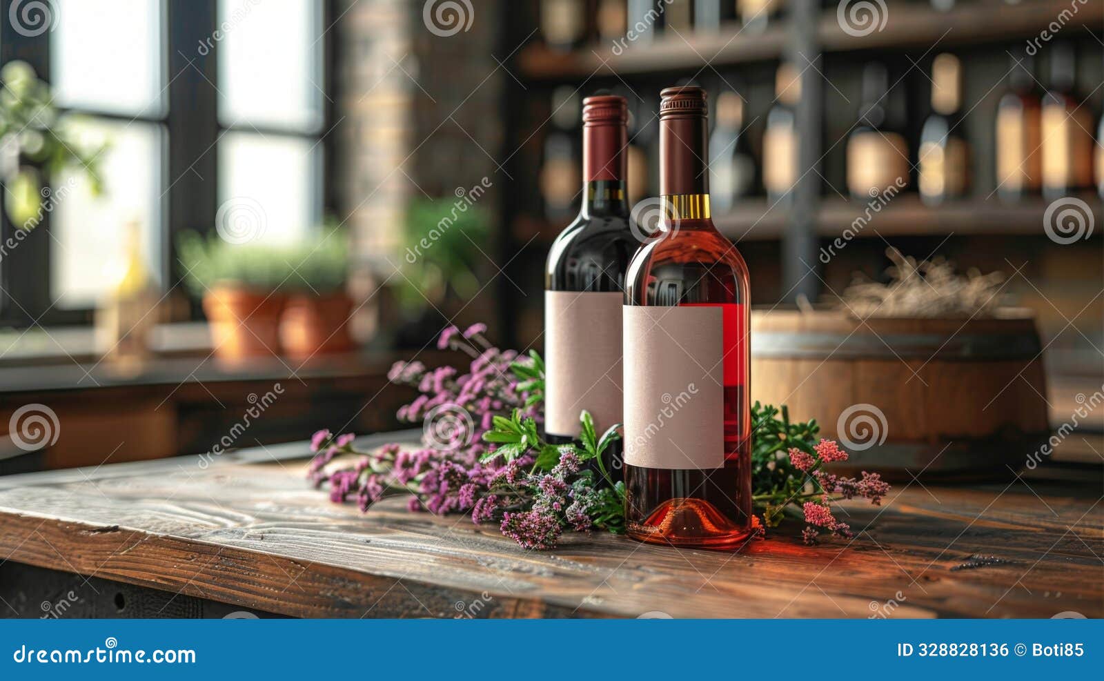 Multiple Rustic Wine Bottle Mockup Set with Blank Labels for ...