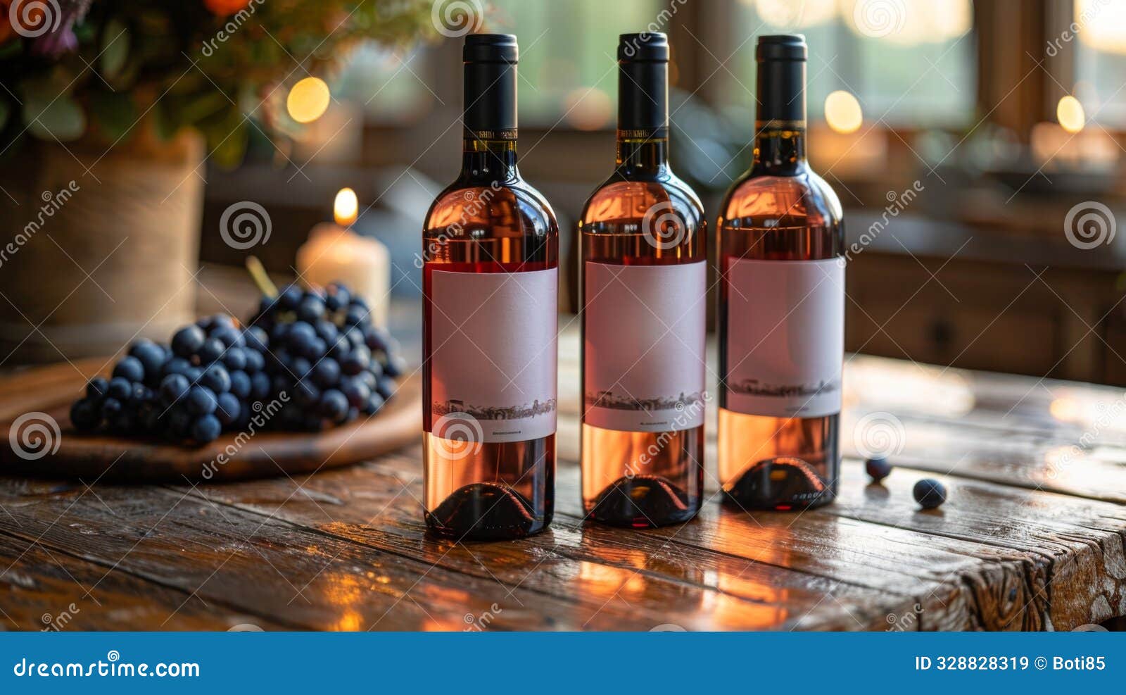 Multiple Rustic Wine Bottle Mockup Set with Blank Labels for ...
