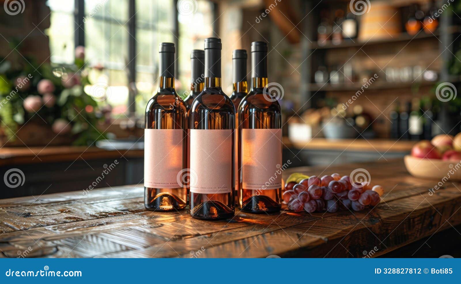 Multiple Rustic Wine Bottle Mockup Set With Blank Labels For ...