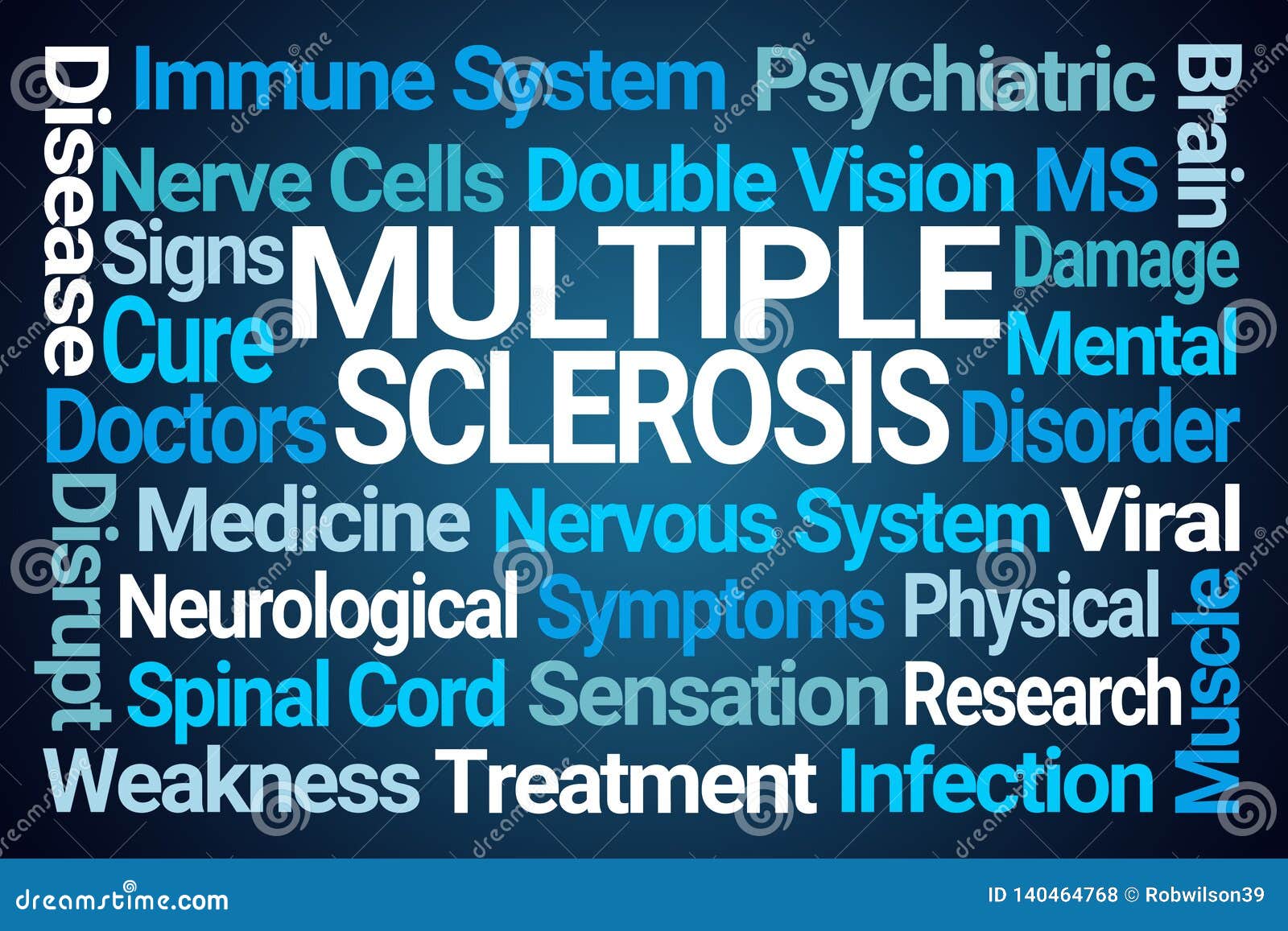 Word Multiple Sclerosis On Blue Background Stock Illustration ...