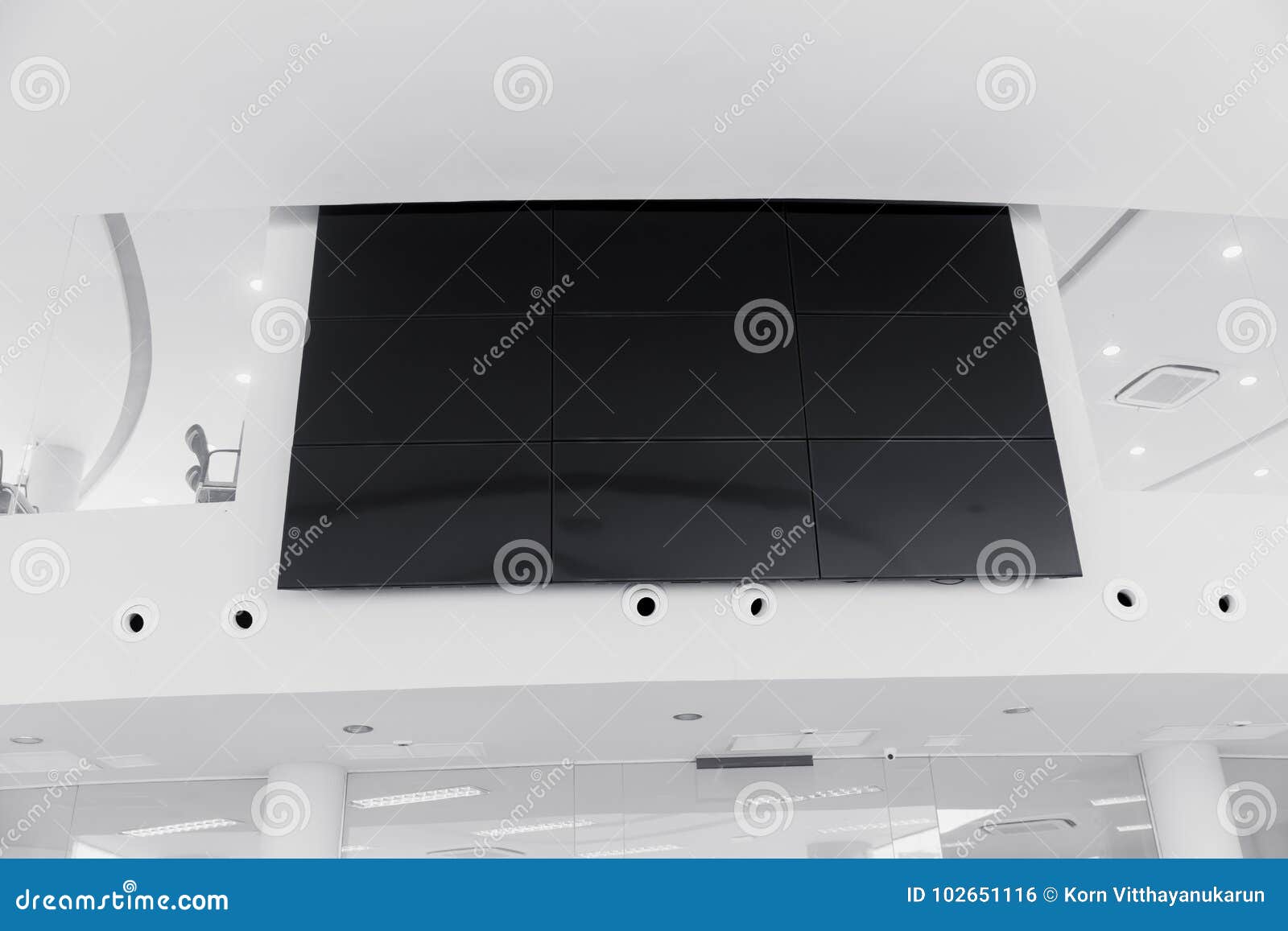 Multiple Screen LCD Panel Display in Modern Building Office Wal Stock ...