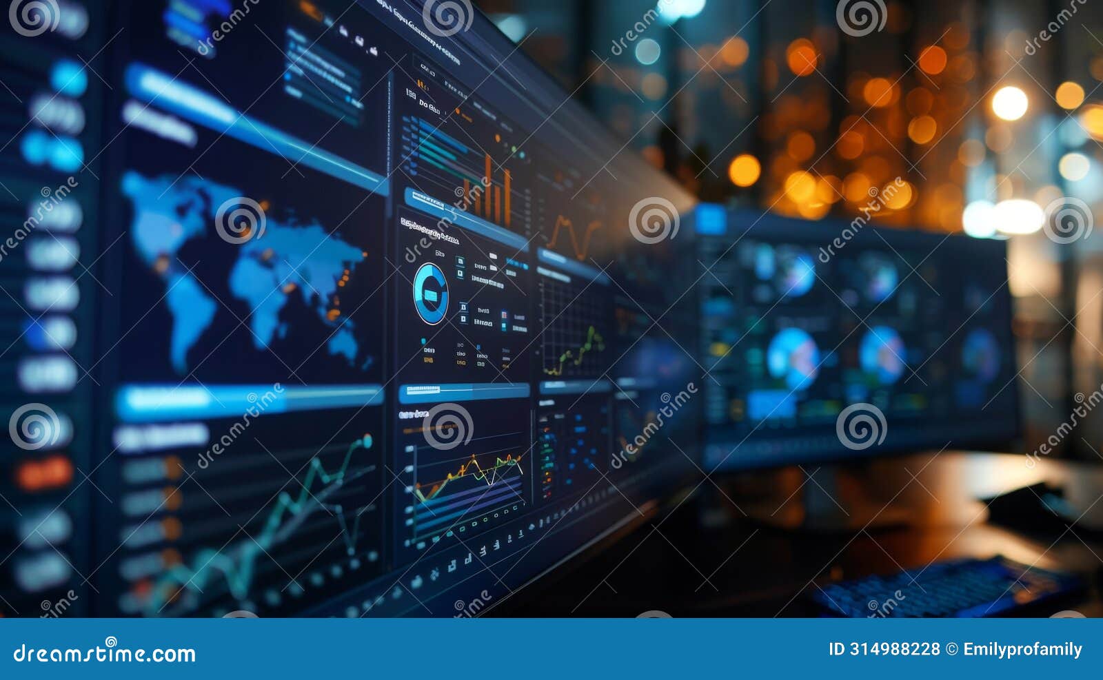 Modern Data Center Monitors Displaying Real-time Analytics Stock Photo ...