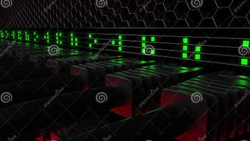 Multiple Server Connectors and Flashing Green LED Lamps. Computer ...