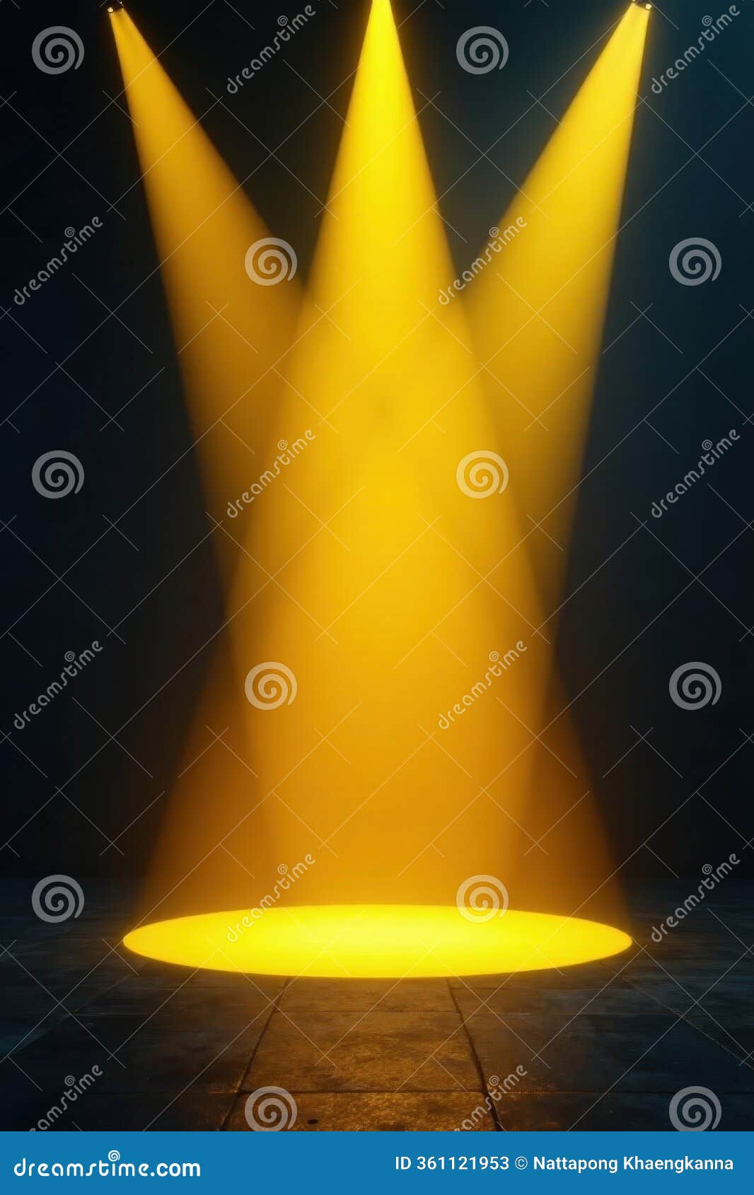 Multiple Sharp Yellow Spotlight Beams Converge Illumination Studio ...