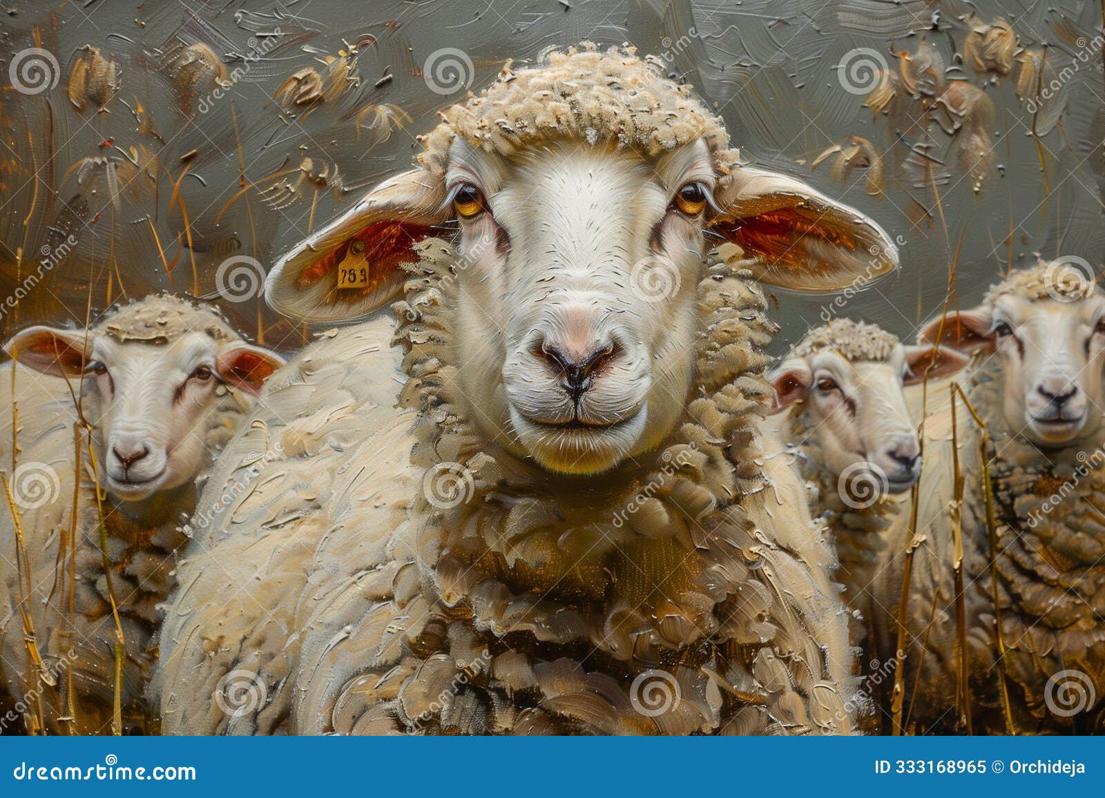 Multiple Sheep Standing Closely Together in a Field Stock Image - Image ...