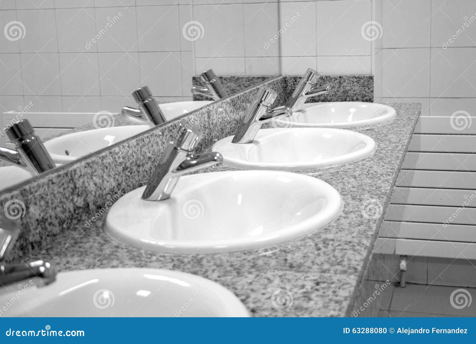 Multiple Sinks and Taps at Public Toilet Stock Photo - Image of ...