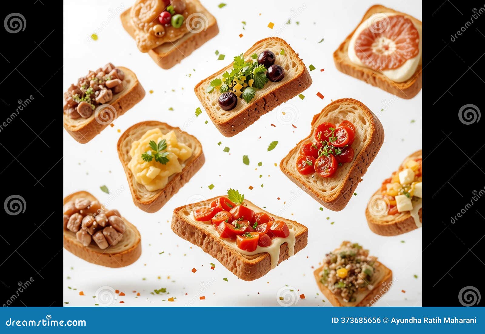 Multiple Slices Of Bruschetta Topped With Anchovies On A Ceramic Plate ...