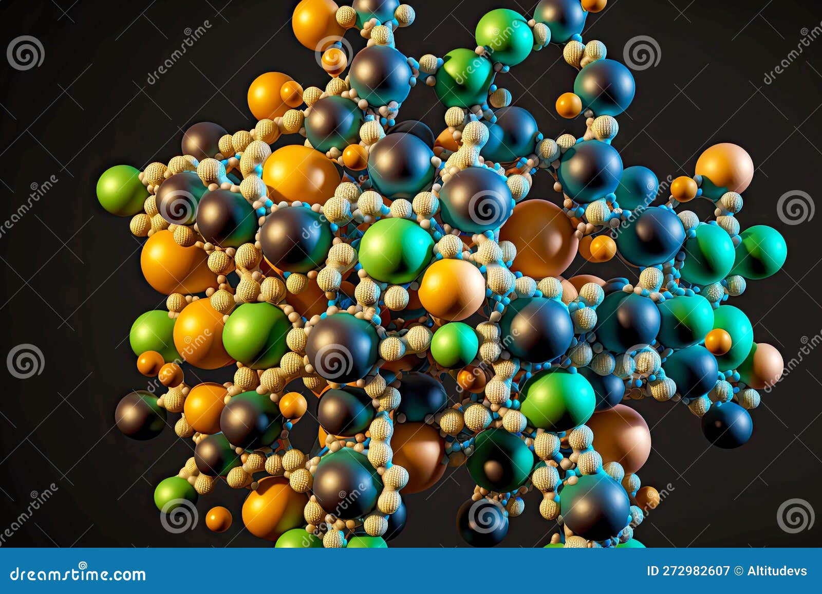 Multiple Small Spheres Connected into Single Model Molecule Closeup ...