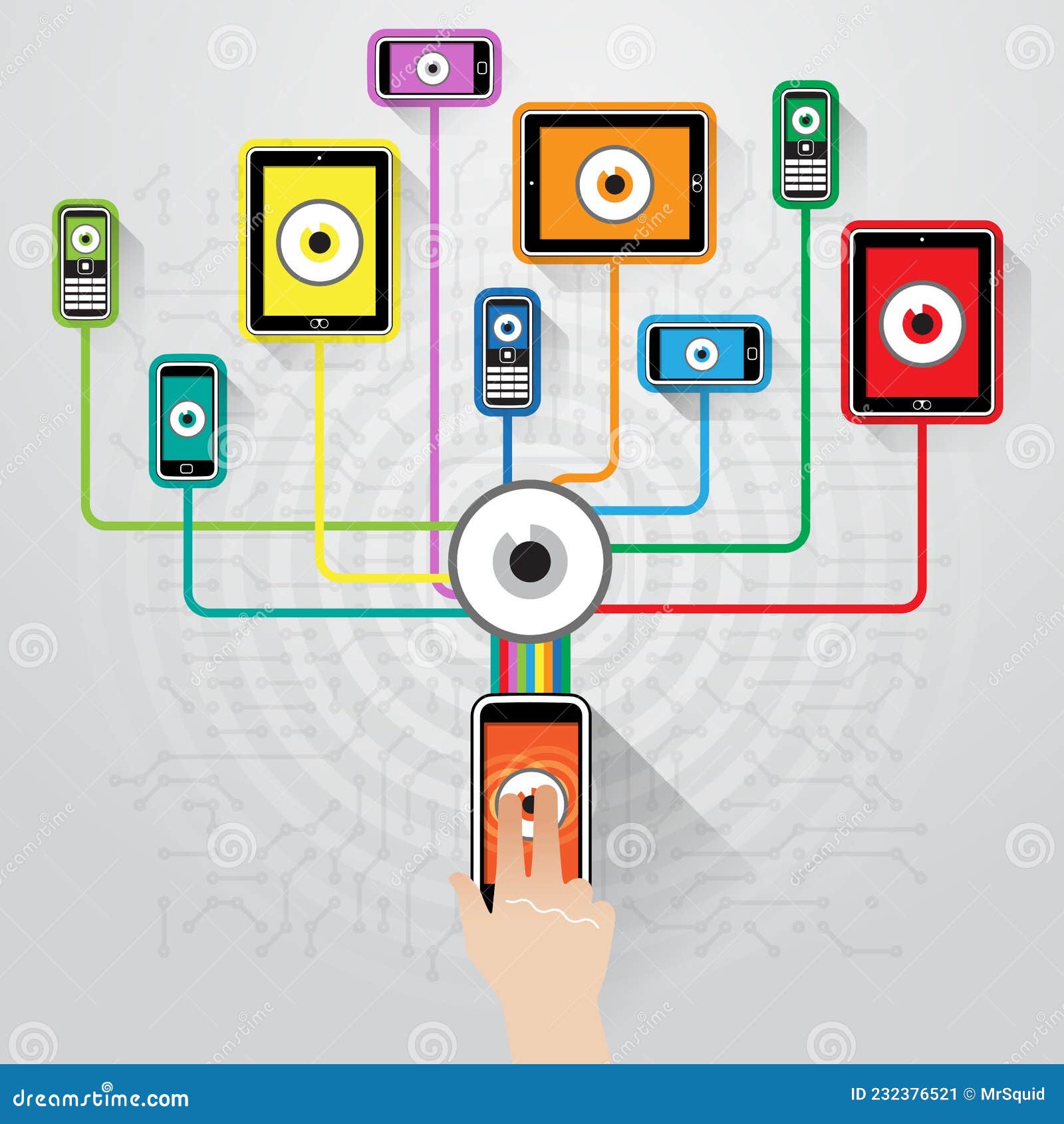 Multiple Communication Device Surveillance Stock Vector - Illustration ...