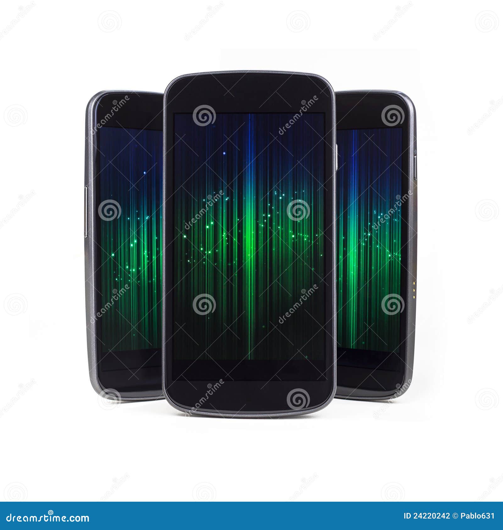 Multiple Smart Phones Over White Stock Photo - Image of communication ...