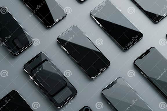 Multiple Smartphones at Different Angles on a Gray Background, Perfect ...