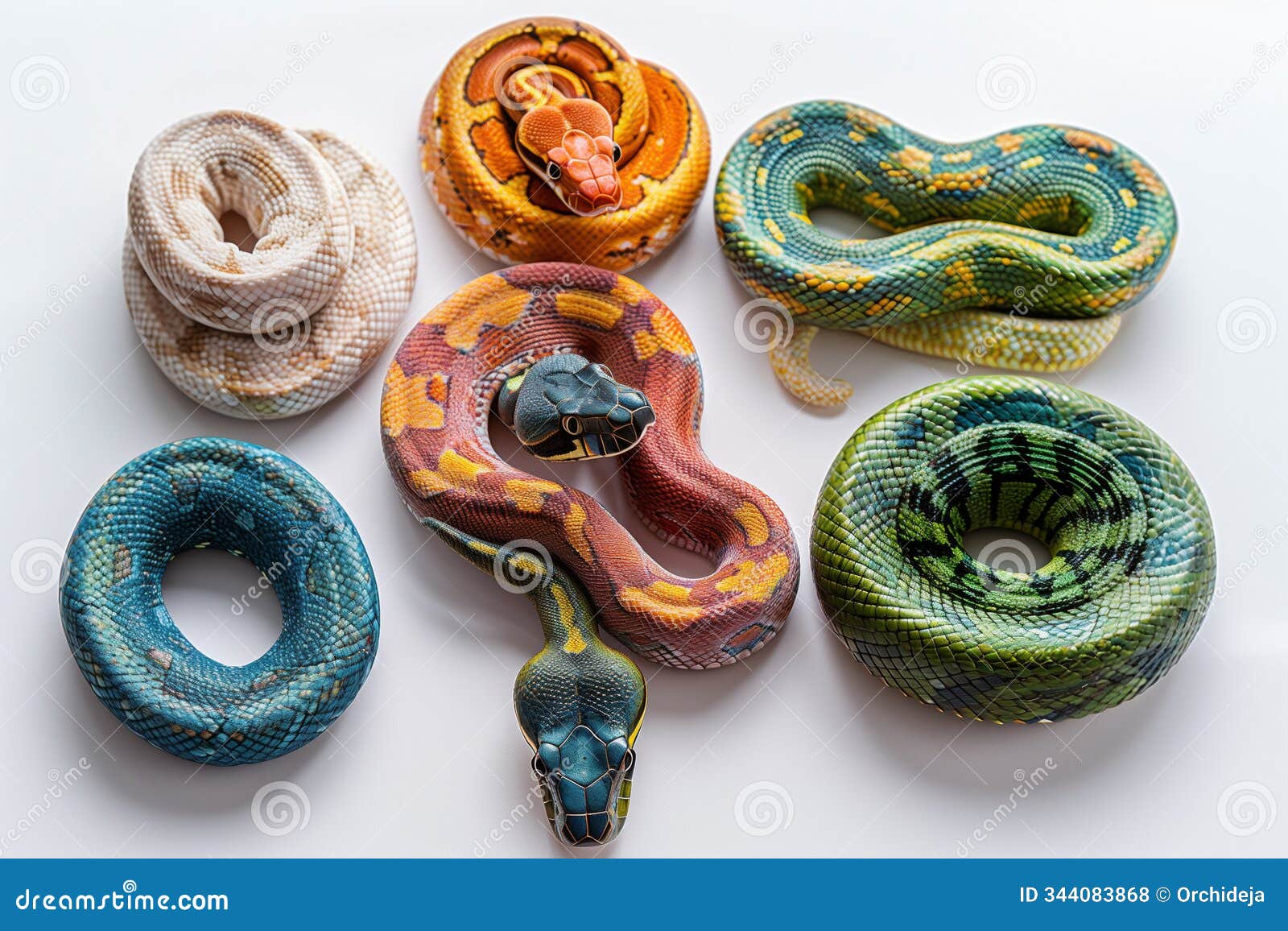 Multiple Snakes Coiled on Top of One Another in a Stack Formation Stock ...
