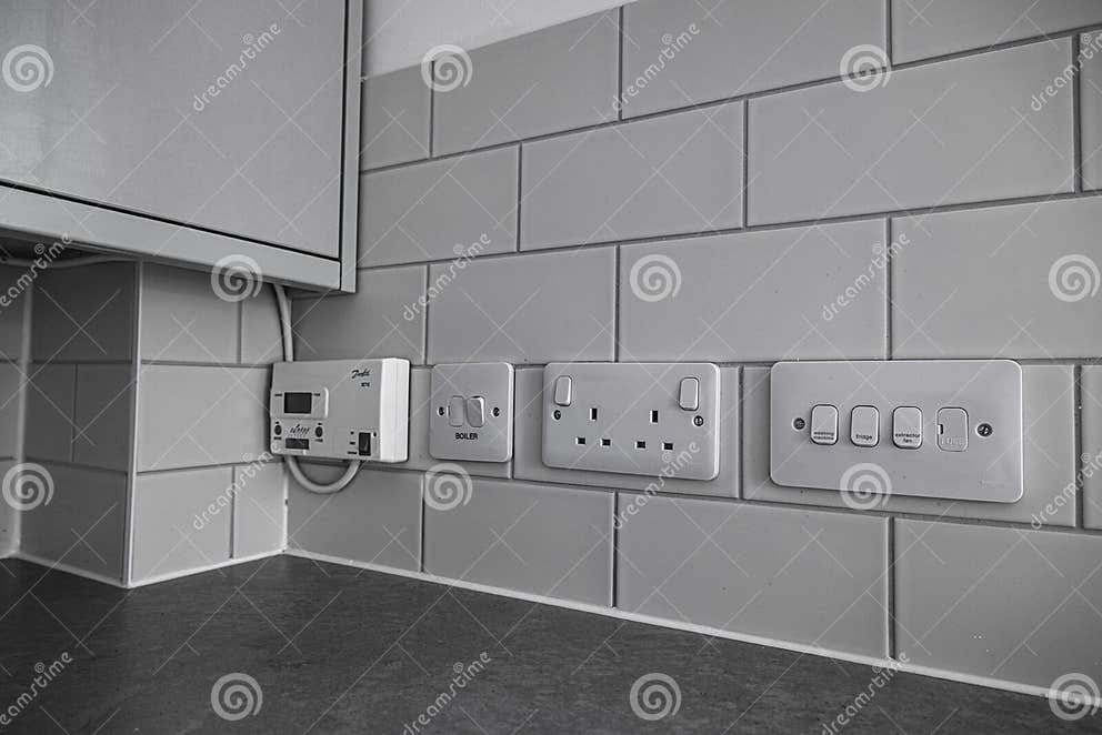 Multiple Sockets on a Kitchen Wall Stock Photo - Image of cord, home ...