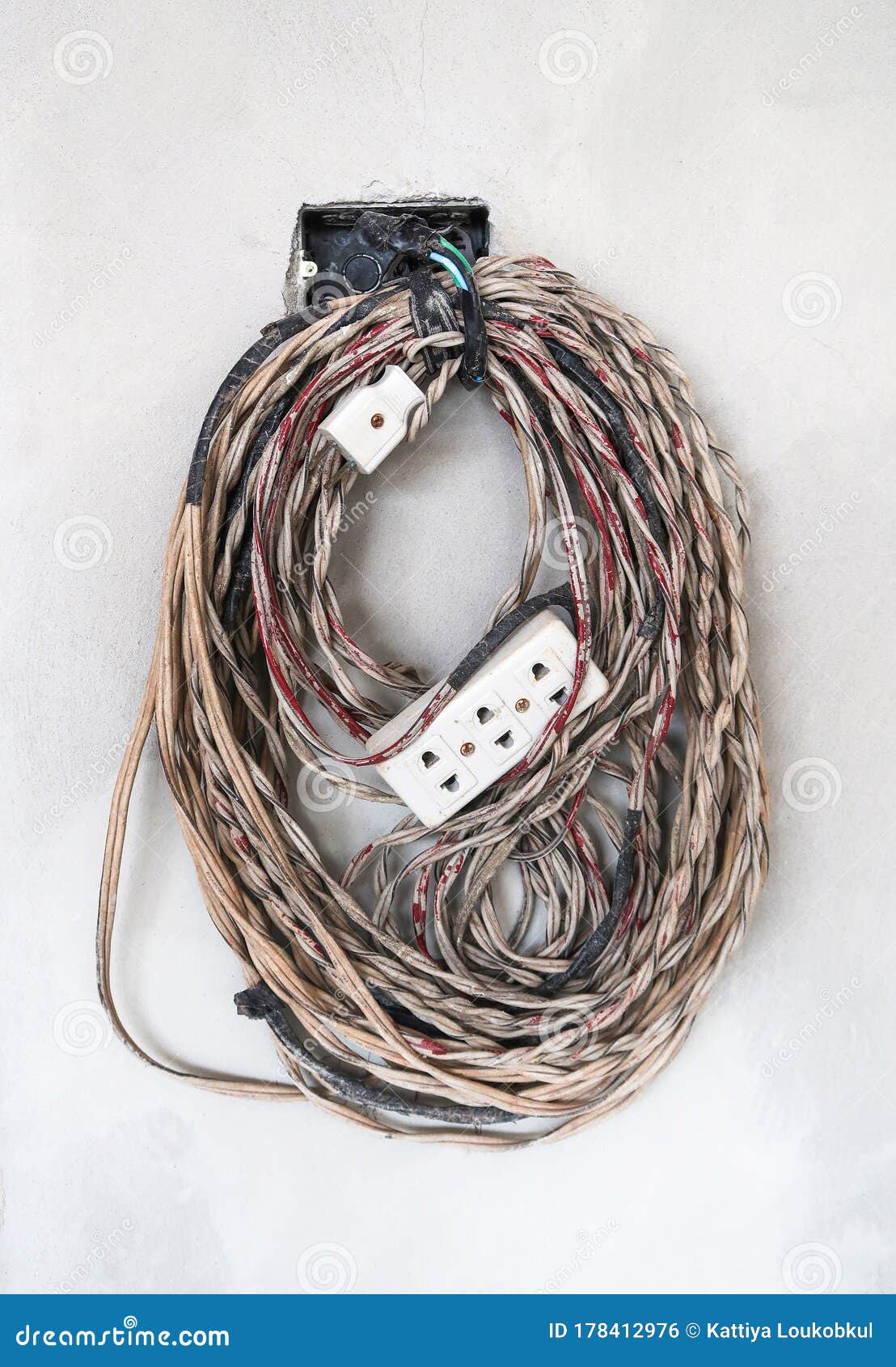 Multiple Sockets with Long Electric Wire Stock Photo - Image of energy ...