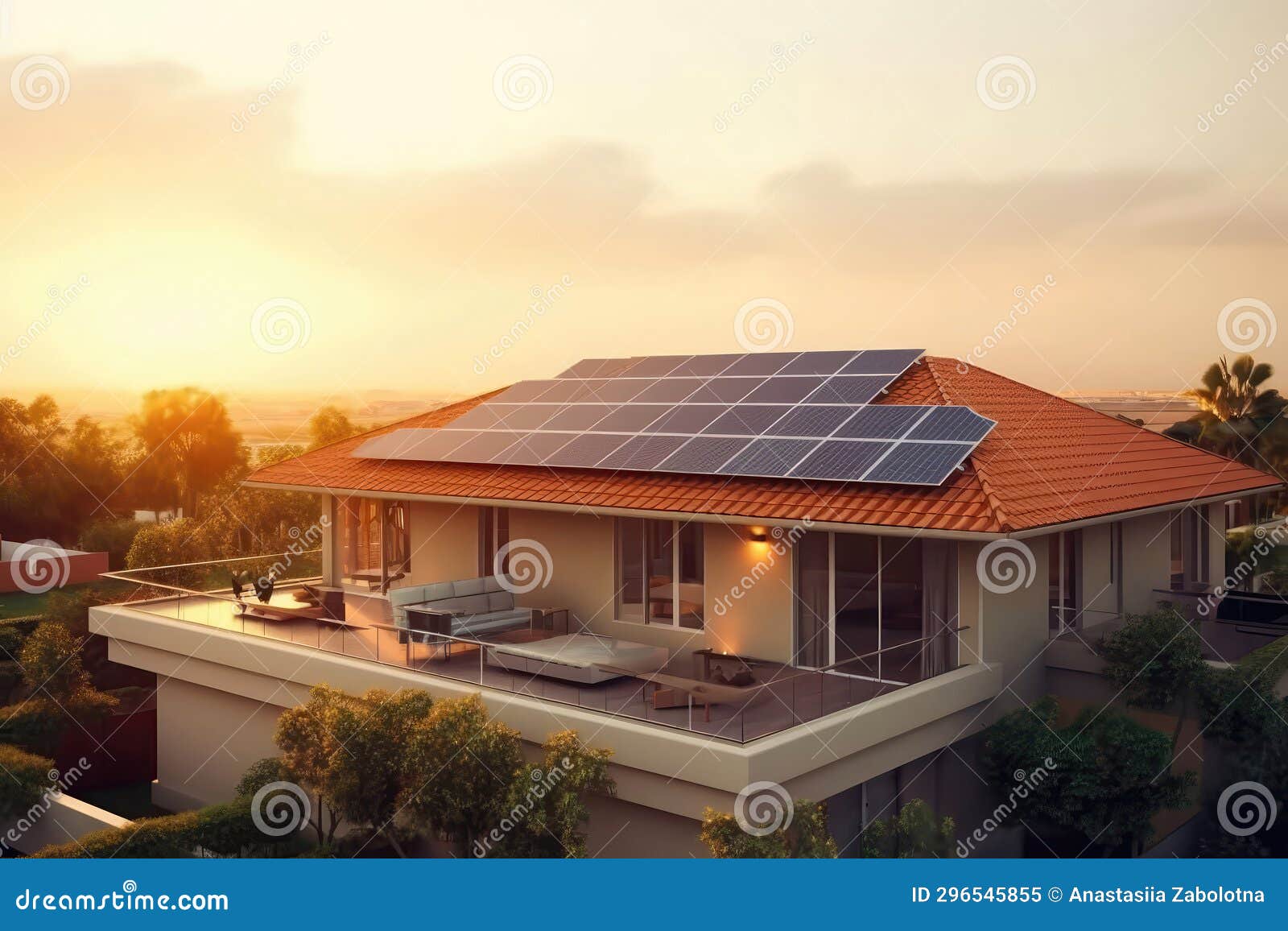 Multiple Solar Panels Installed on Residential Rooftop. Generative AI ...