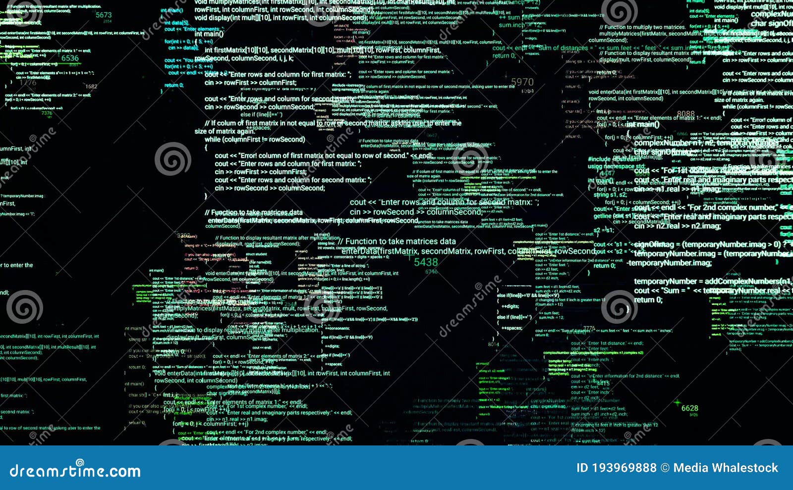 Multiple Source Codes in Matrix Cyberspace. Animation Stock Photo ...