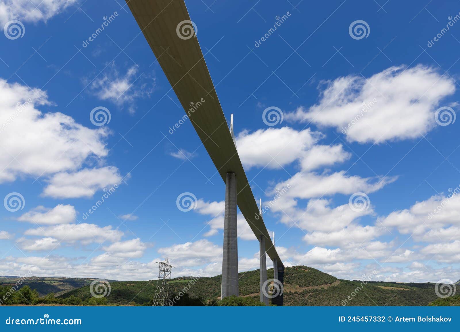 Multiple-span Viaduct Cable-stayed Bridge of Millau on Summer Sunny Day ...