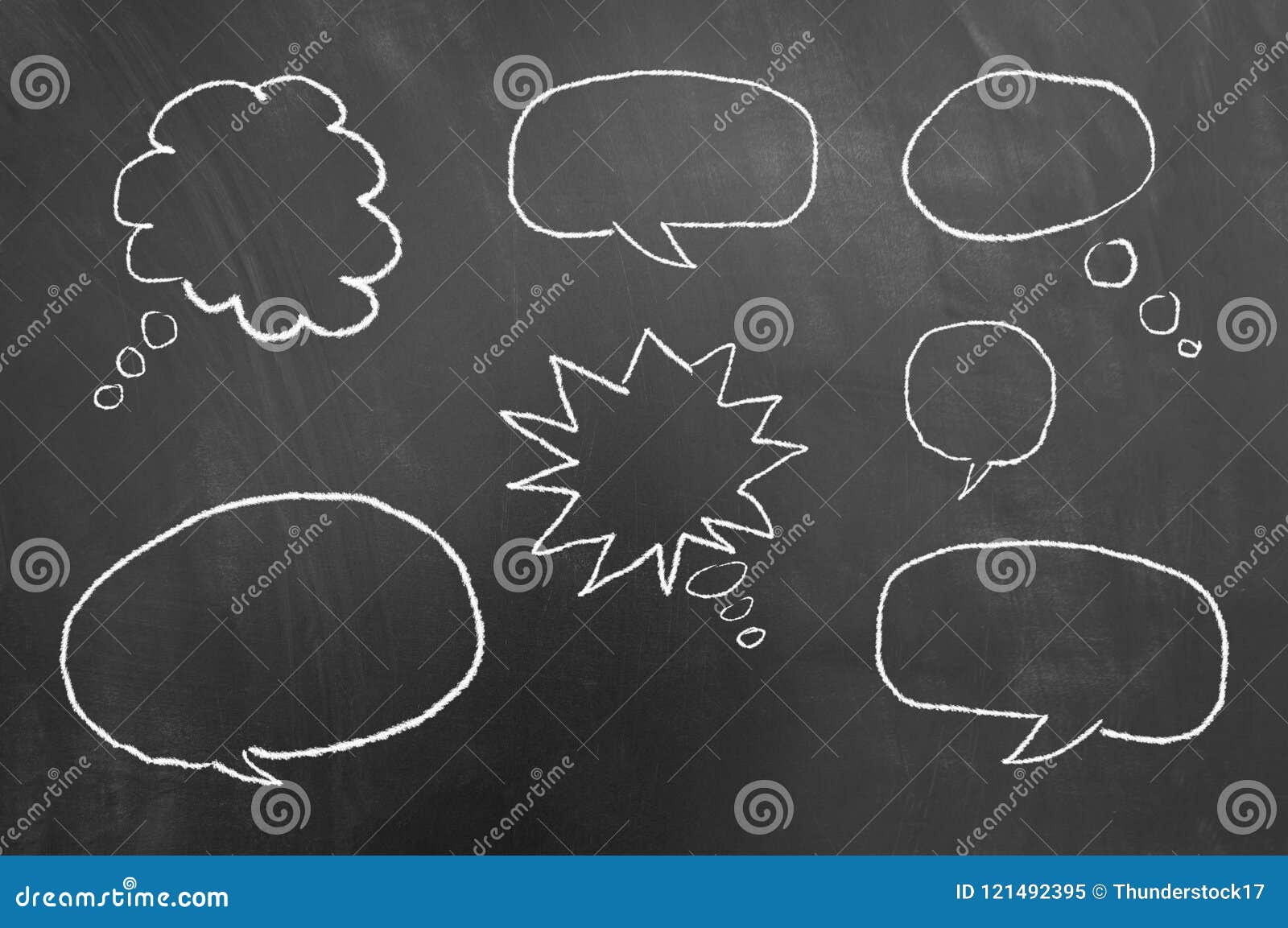 Multiple Speech Bubbles Drawing on Chalkboard or Blackboard Stock Image ...