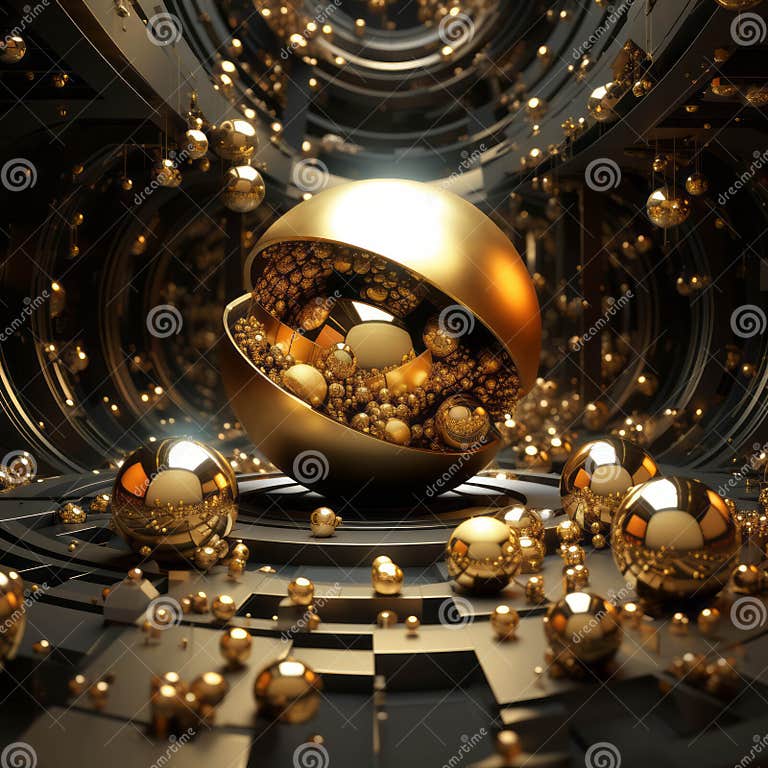 Multiple spheres of gold stock illustration. Illustration of background ...