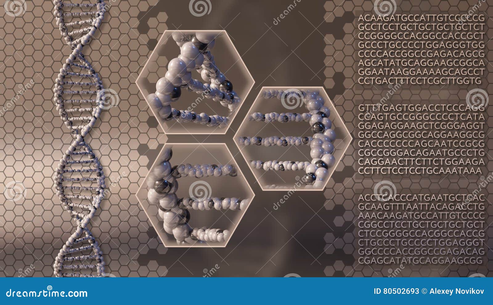 Multiple Spinning DNA Molecules Brown Background. Genetic Research ...