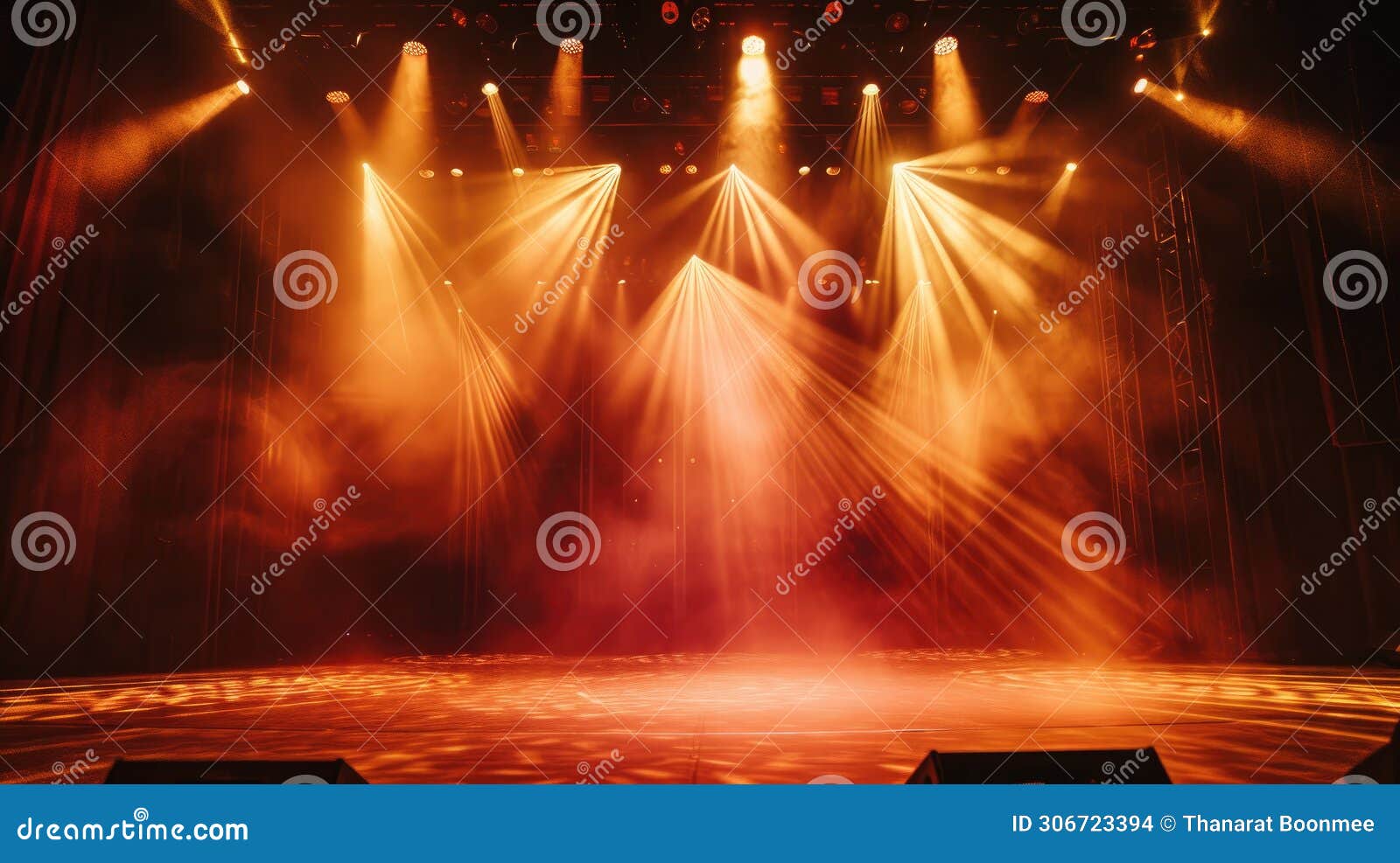 Multiple Spotlights Illuminate the Stage, Casting a Captivating Glow on ...